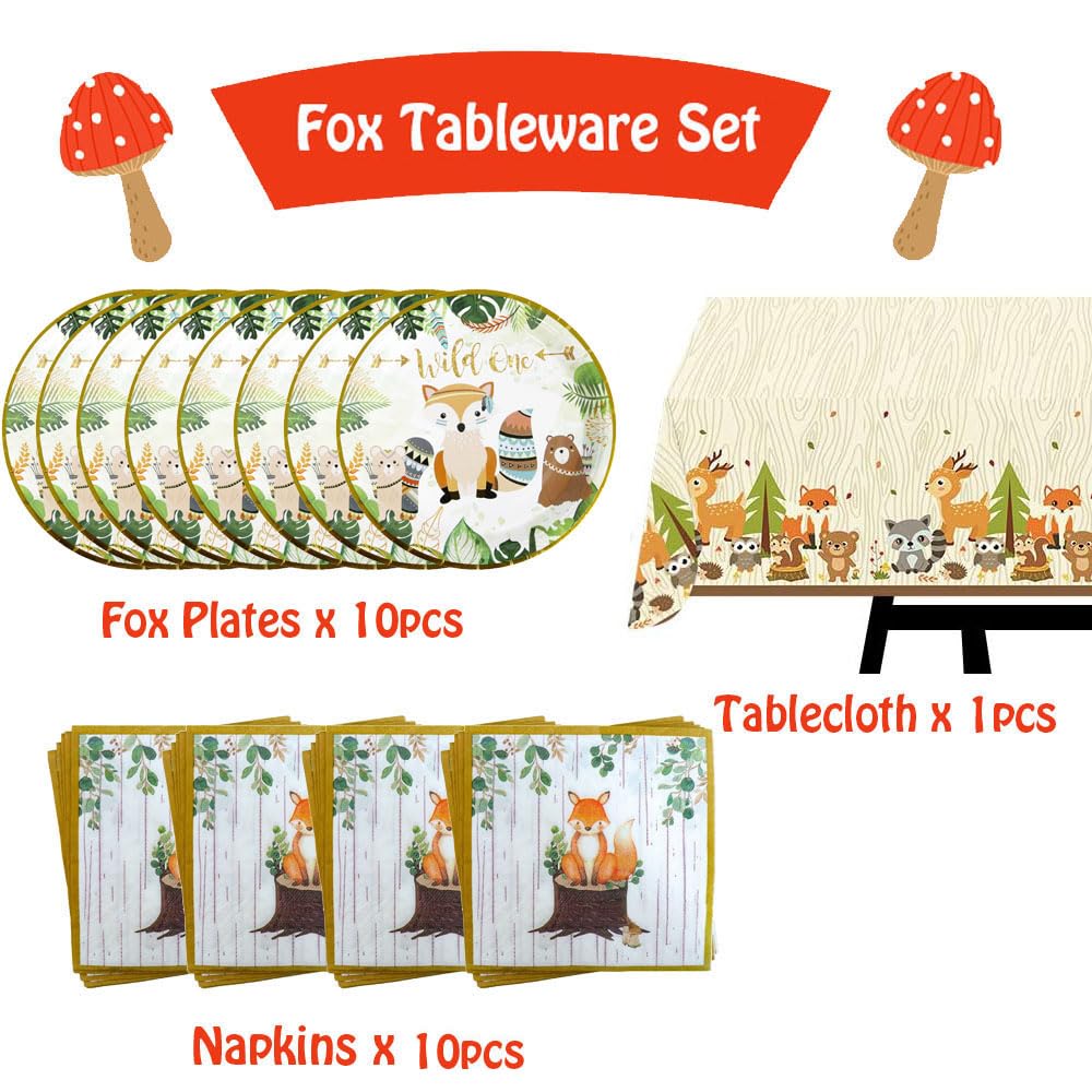 Fox Paper Plates And Napkins Woodland Party Supplies Fox Party