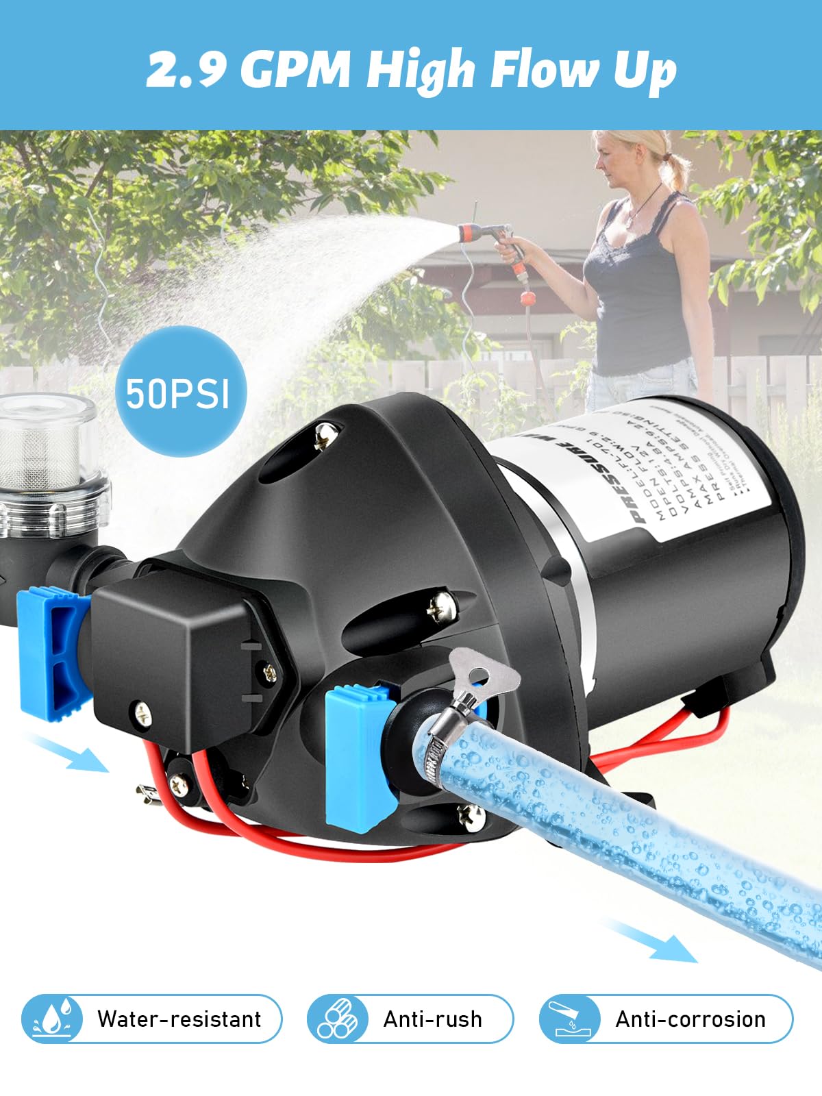 Snapklik.com : Water Transfer Pump 12V High-Efficiency 50 PSI 2.9 GPM ...