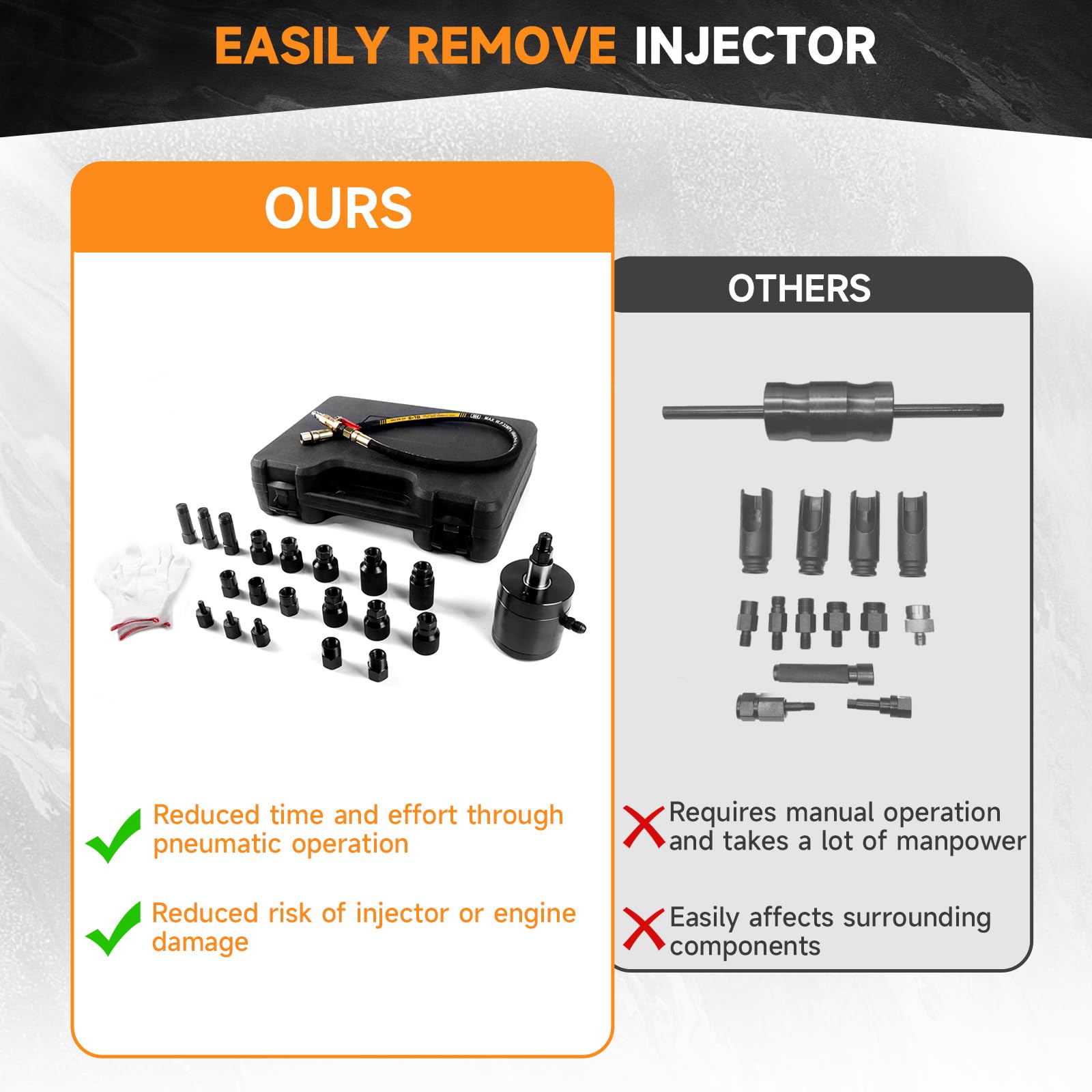 Snapklik.com : 21PCS Pneumatic Injector Puller Tool Injector Puller Set ...