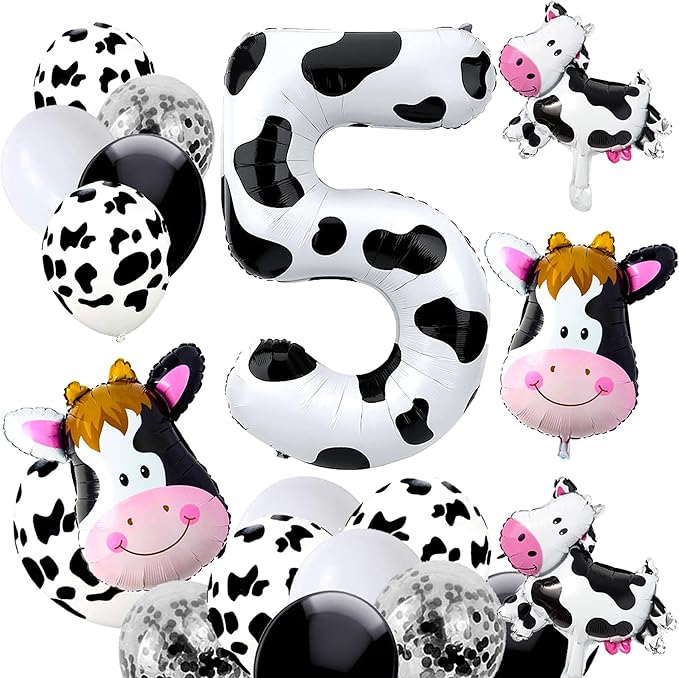 Amazon.com: Cow Print Number 5 Balloon Cow Birthday Party Supplies Cow ...