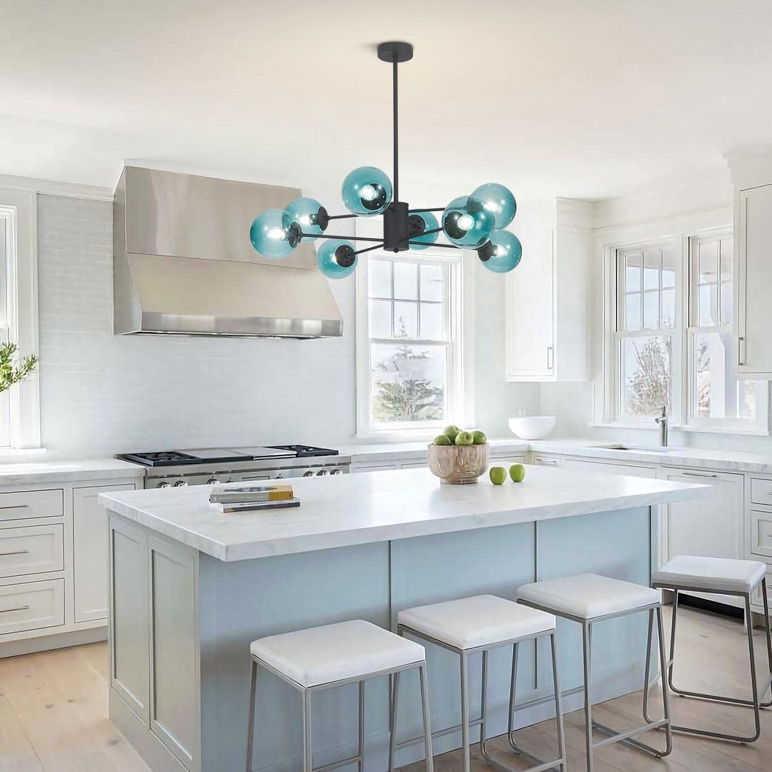 Snapklik.com : KCO Lighting Modern 8-Lights Blue Glass Sputnik ...