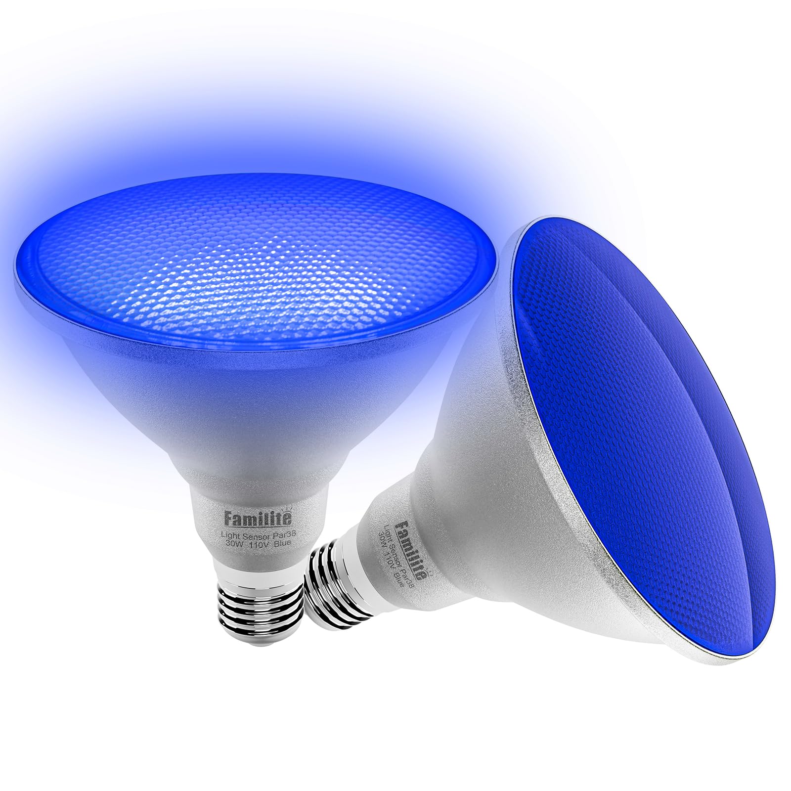Familite Blue Dusk to Dawn PAR38 LED Flood Light Bulbs with Auto On/Off ...