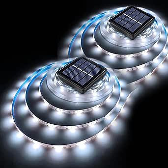 Amazon.com: 2 Pack Solar LED Strip Lights Outdoor Waterproof 19.6FT 180 ...