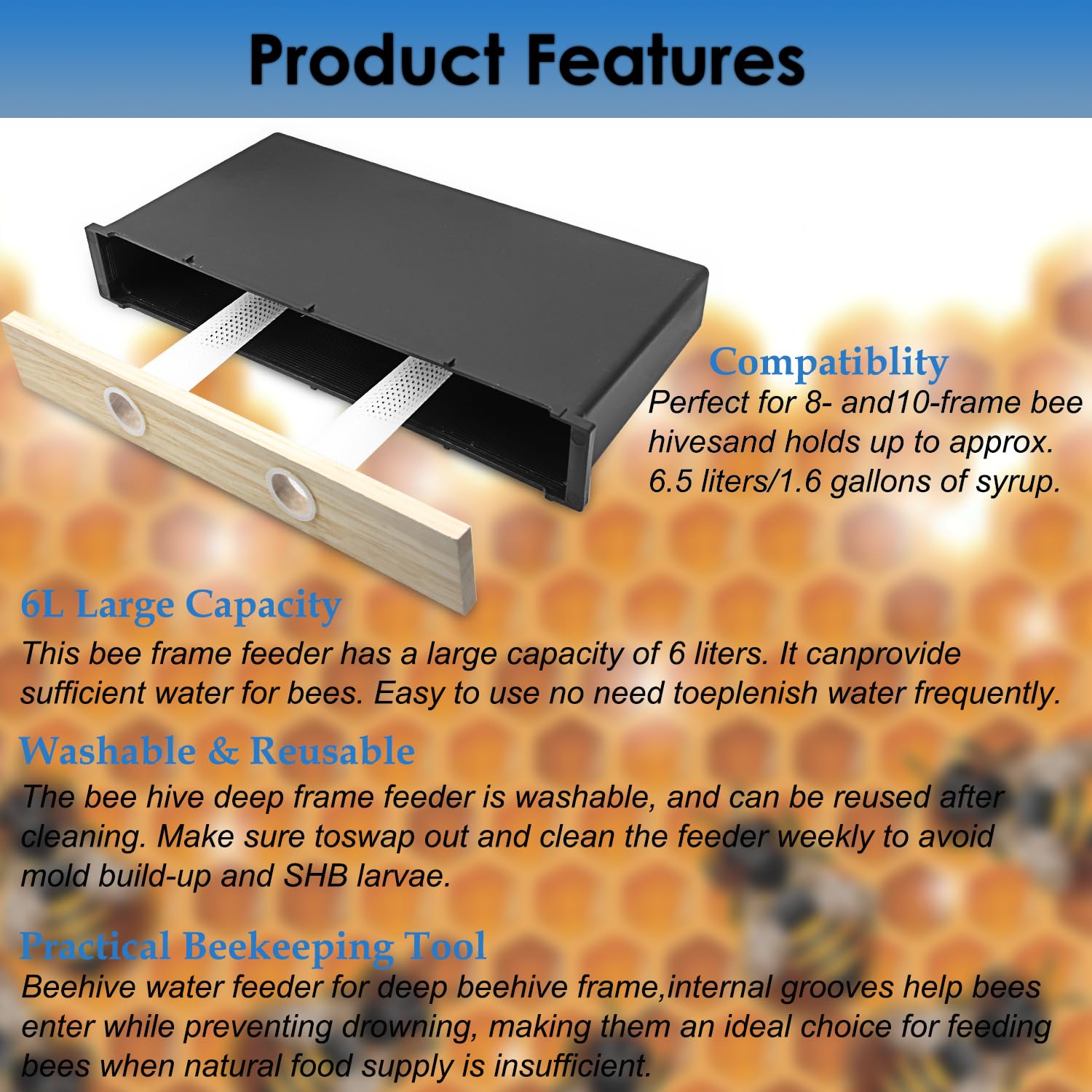 Snapklik.com : 6L Bee Hive Feeder, Honey Bee Feeder Plastic Deep Frame ...