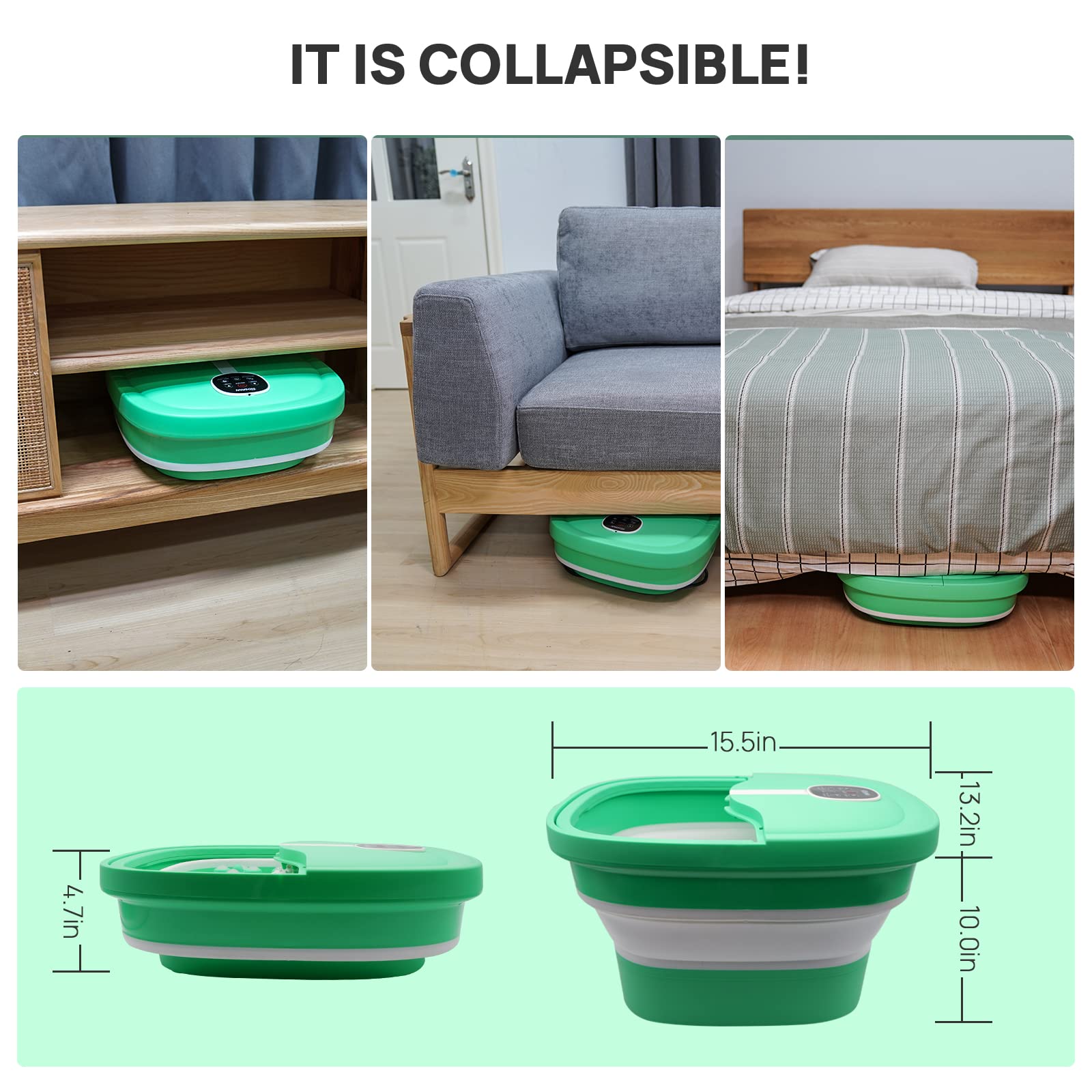 HOSPAN (2022.8 Upgrade) Collapsible Foot Spa Electric Rotary Massage ...