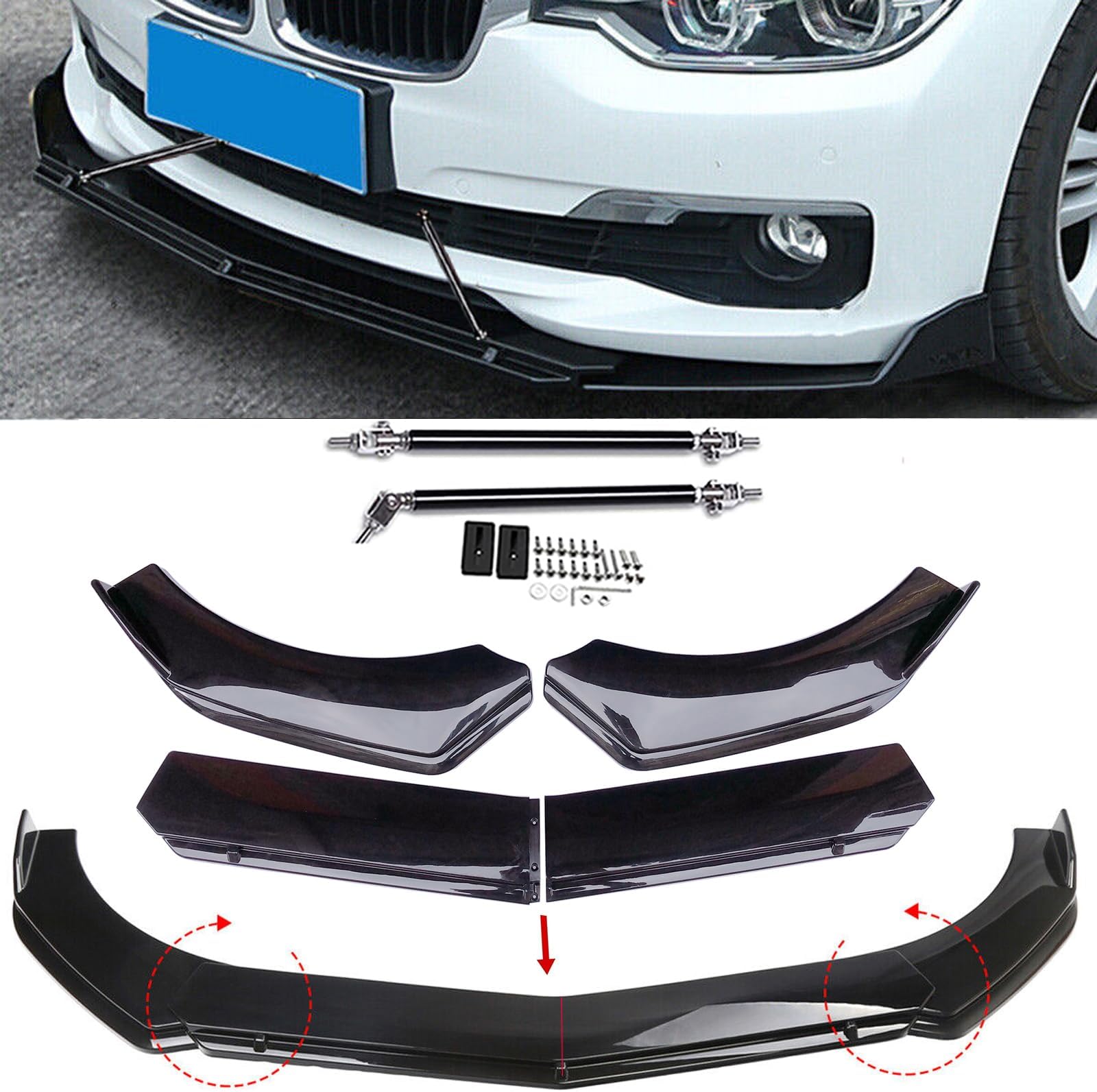 Amazon.com: Universal Front Bumper Lip Chin Spoiler PP Front Bumper Lip ...