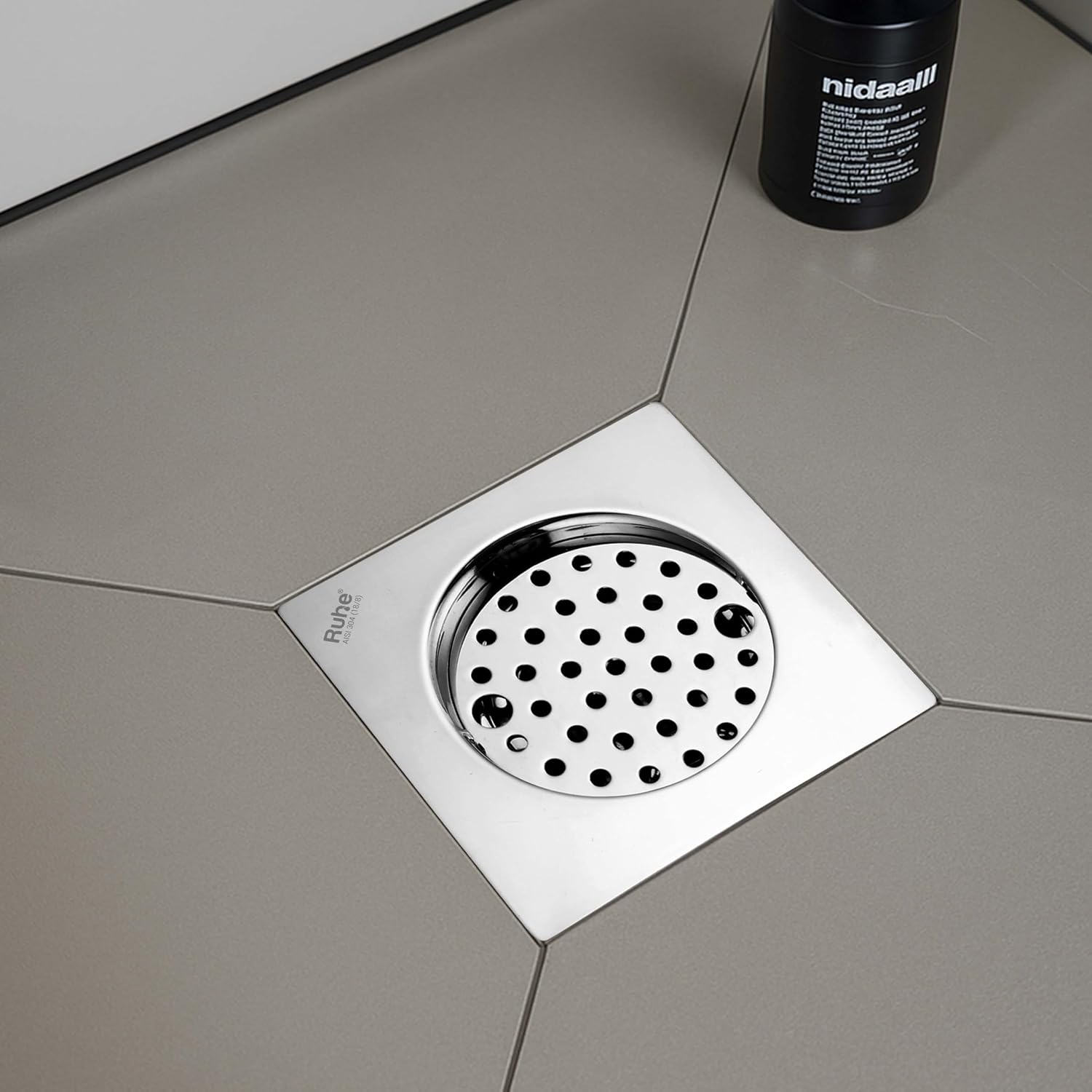 Ruhe® Air Square Flat Cut Floor Drain | 304-Grade Stainless Steel Floor ...