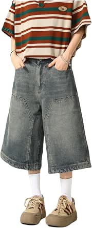 Long Denim Shorts Jorts Y2k Baggy Jeans Shorts Vintage Skater Pants ...
