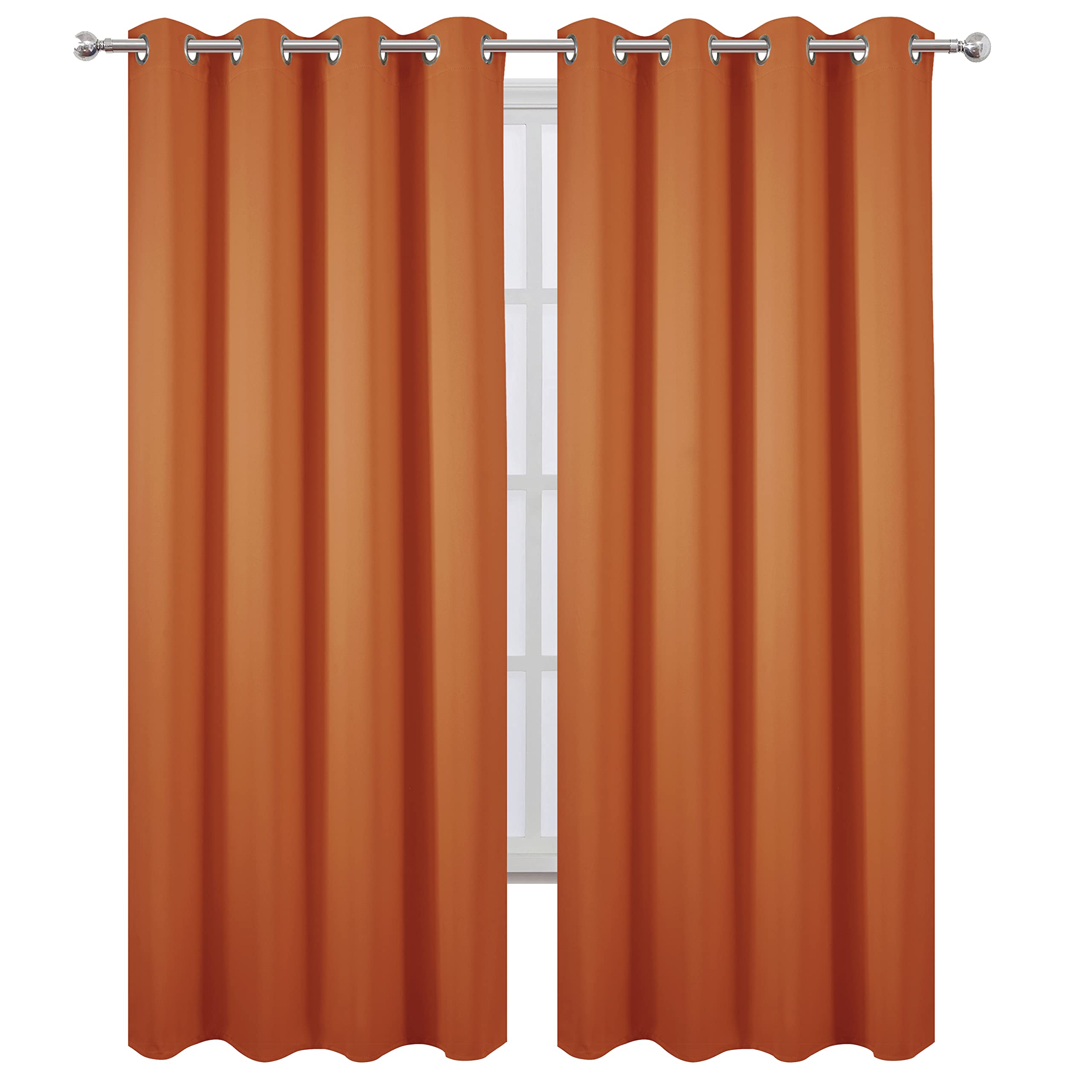 LEMOMO Blackout Curtains 52 x 95 inch/Orange Curtains Set of 2 Panels/Thermal Insulated Room ...