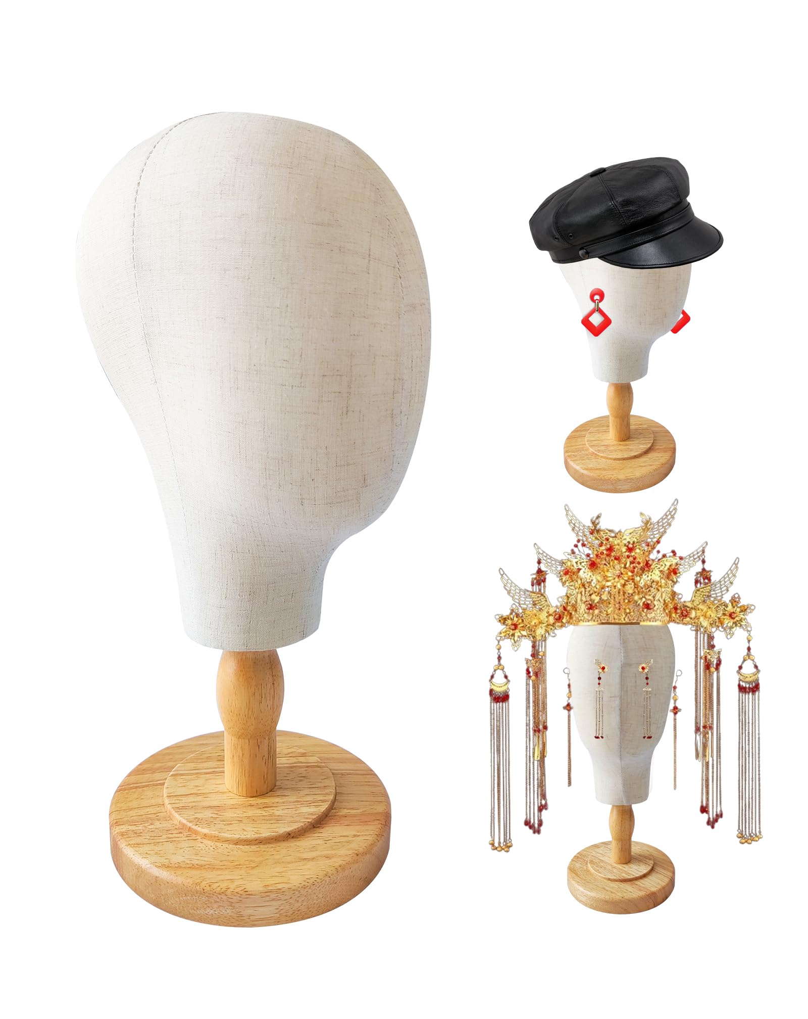 Amazon.com: CHADWICK Canvas Wig Head Stand with Detachable Wood Stand ...