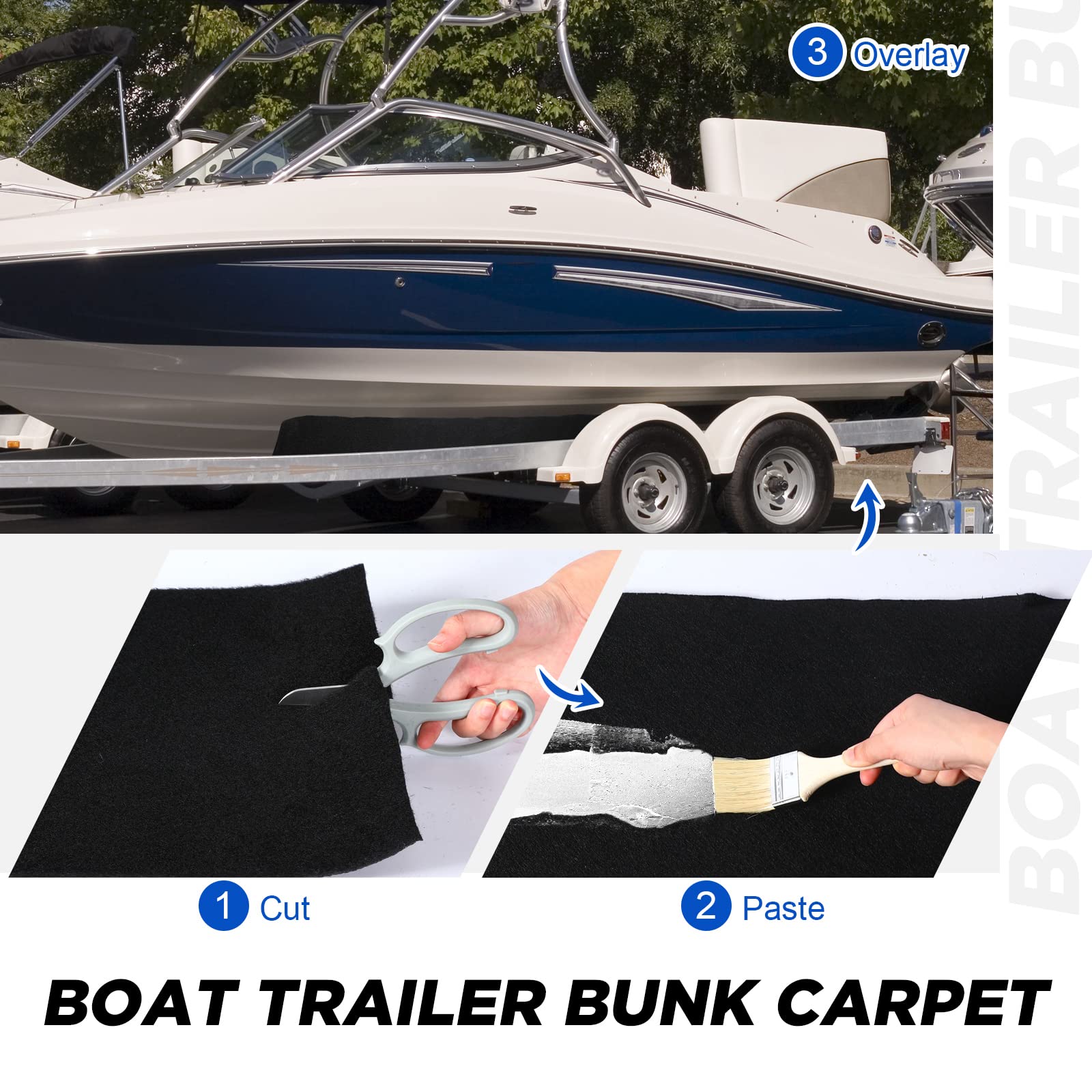 Snapklik.com : Remerry Boat Trailer Bunk Carpet, Marine Carpet Black ...