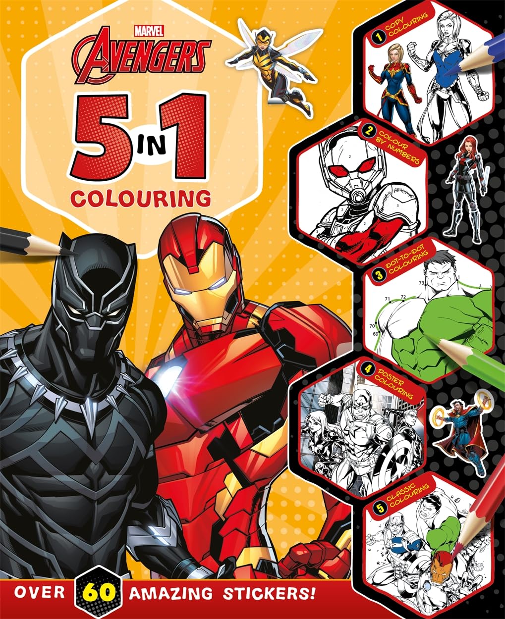 Marvel Avengers: 5 in 1 Colouring (With dot-to-dot, colour-by-numbers ...
