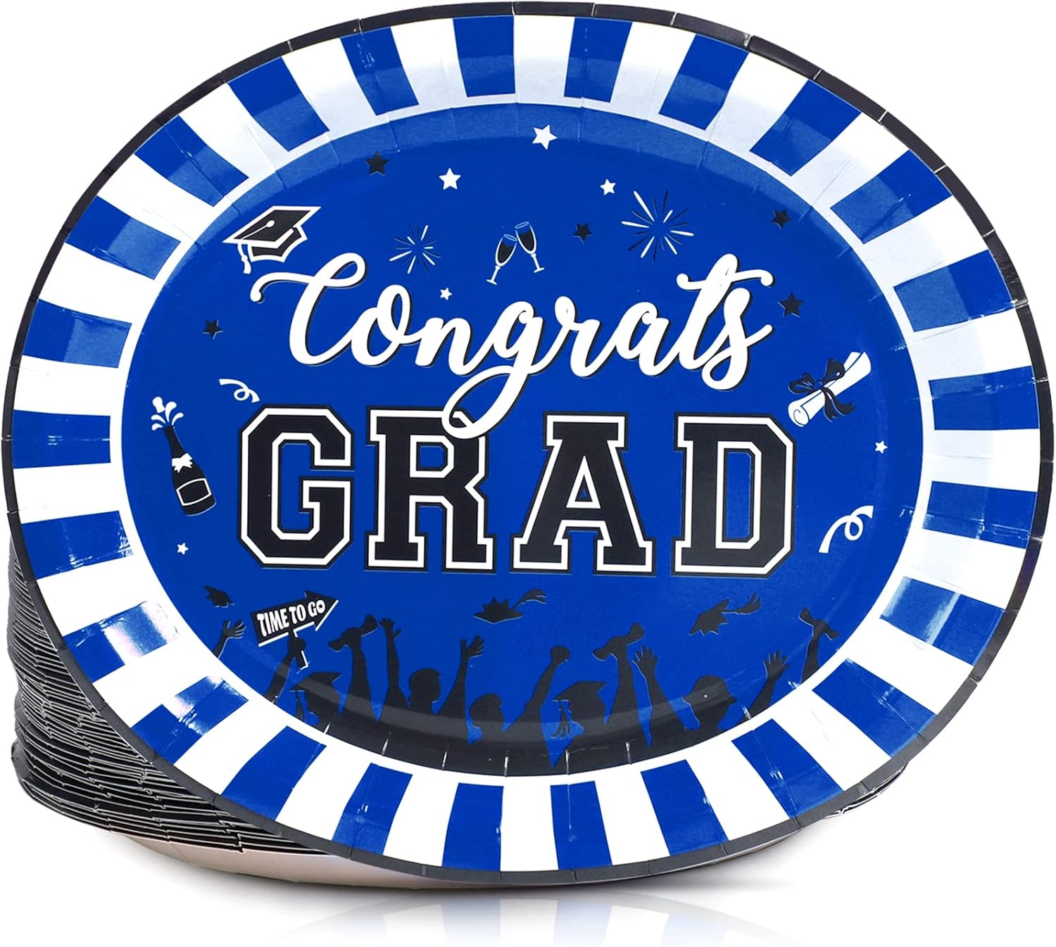 Amazon.com: 50PCS Graduation Oval Paper Plates 10" x 12" Congrats Grad ...