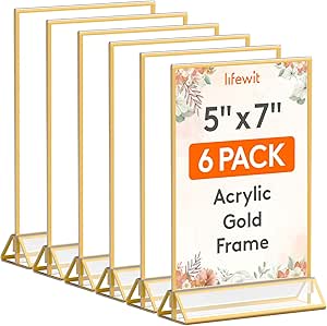 Amazon.com: Lifewit 6 Pack 5x7 Acrylic Sign Holder with Gold Borders ...