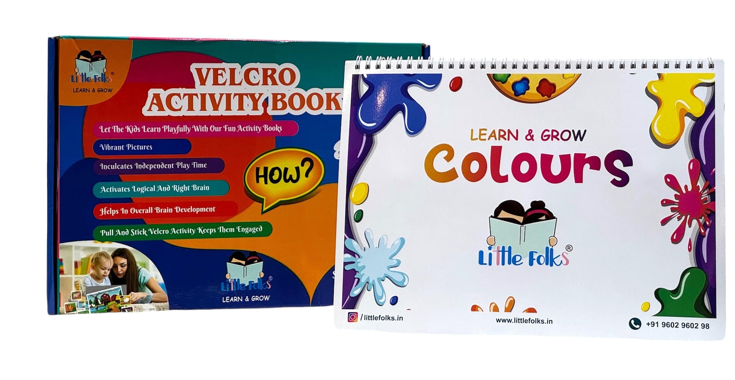 LITTLEFOLKS Kids Activity Binders |Montessori Colours Velcro Book for ...