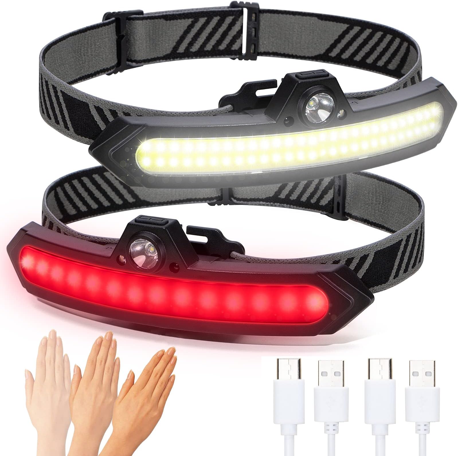 XYSRZ Rechargeable Red Light Headlamp with Motion Sensor 6 Modes 230 ...
