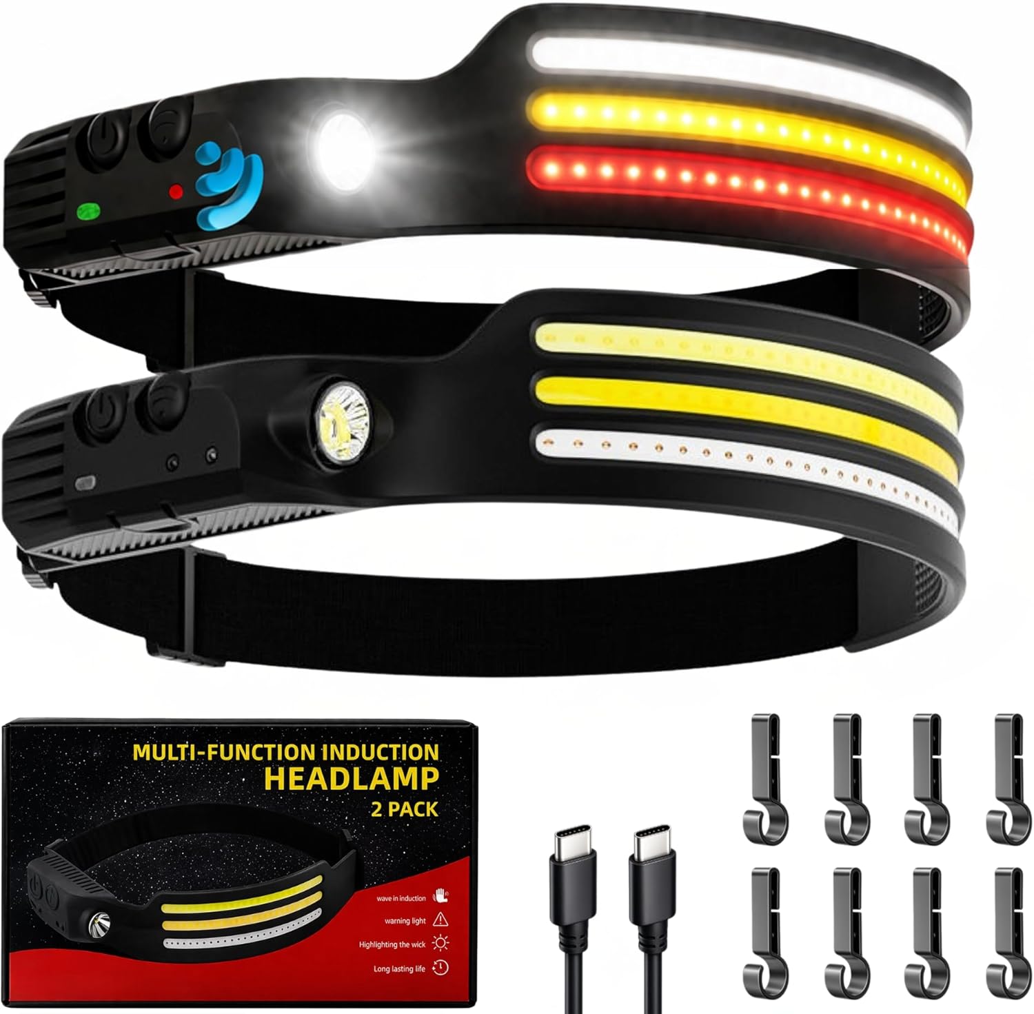 Amazon.com: MYDYUP Headlamp Rechargeable LED, 230° Wide Angle Head Lamp ...