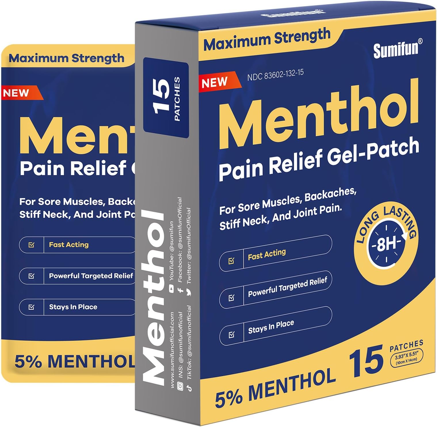Amazon.com: Sumifun 5% Menthol Pain Relief Patches - 15 Count Pain ...