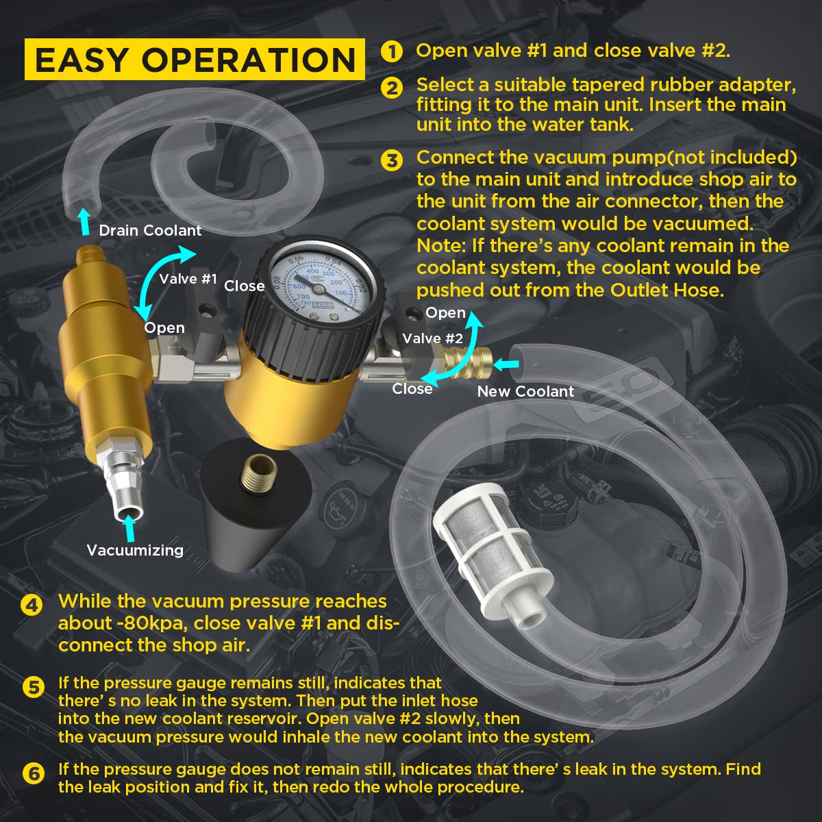 Snapklik.com : Coolant Vacuum Refill Kit High Negative Coolant Pressure ...