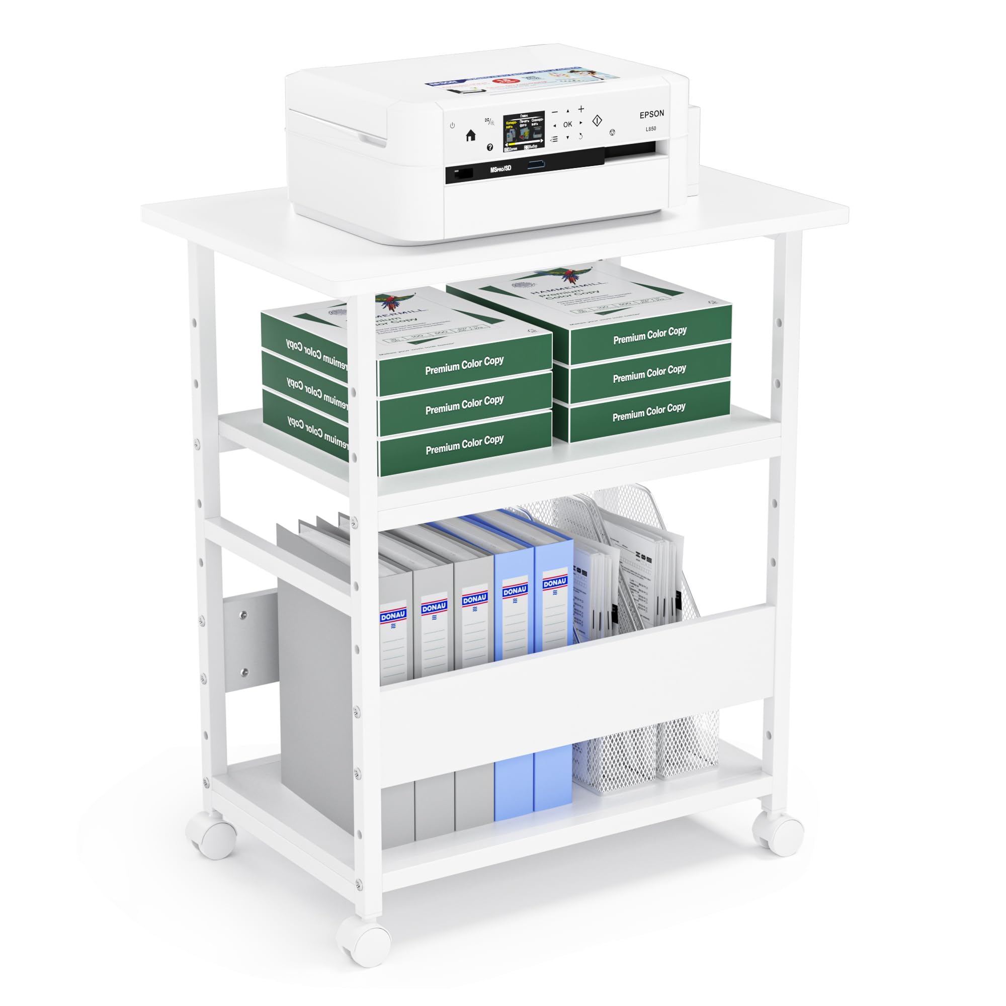 Amazon.co.jp: DEWEL pcワゴン cpuワゴン キャスター付き 3段 デスク下 机下 収納 ワゴン ラック スリム サイドワゴン 幅 60 奥行 40 高さ70cm パソコン ...