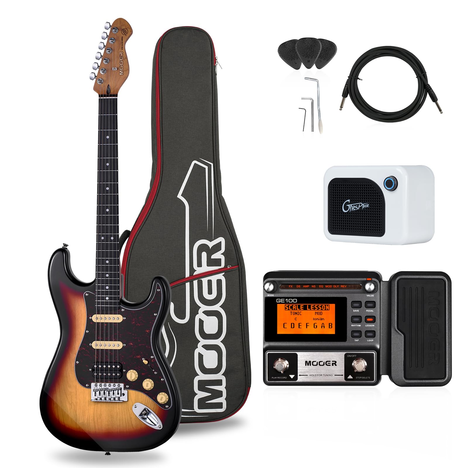 Amazon.com: MOOER MSC10 PRO Practice Electric Guitar With GE100 And ...