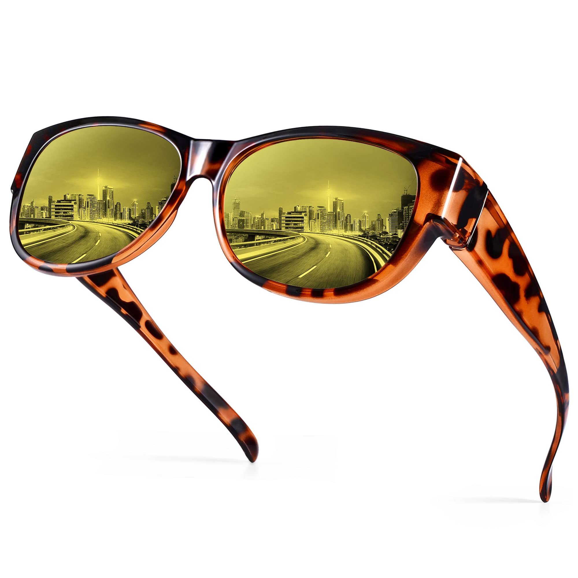 URUMQI Night Vision Glasses Fit Over Glasses for Women, Anti Glare ...
