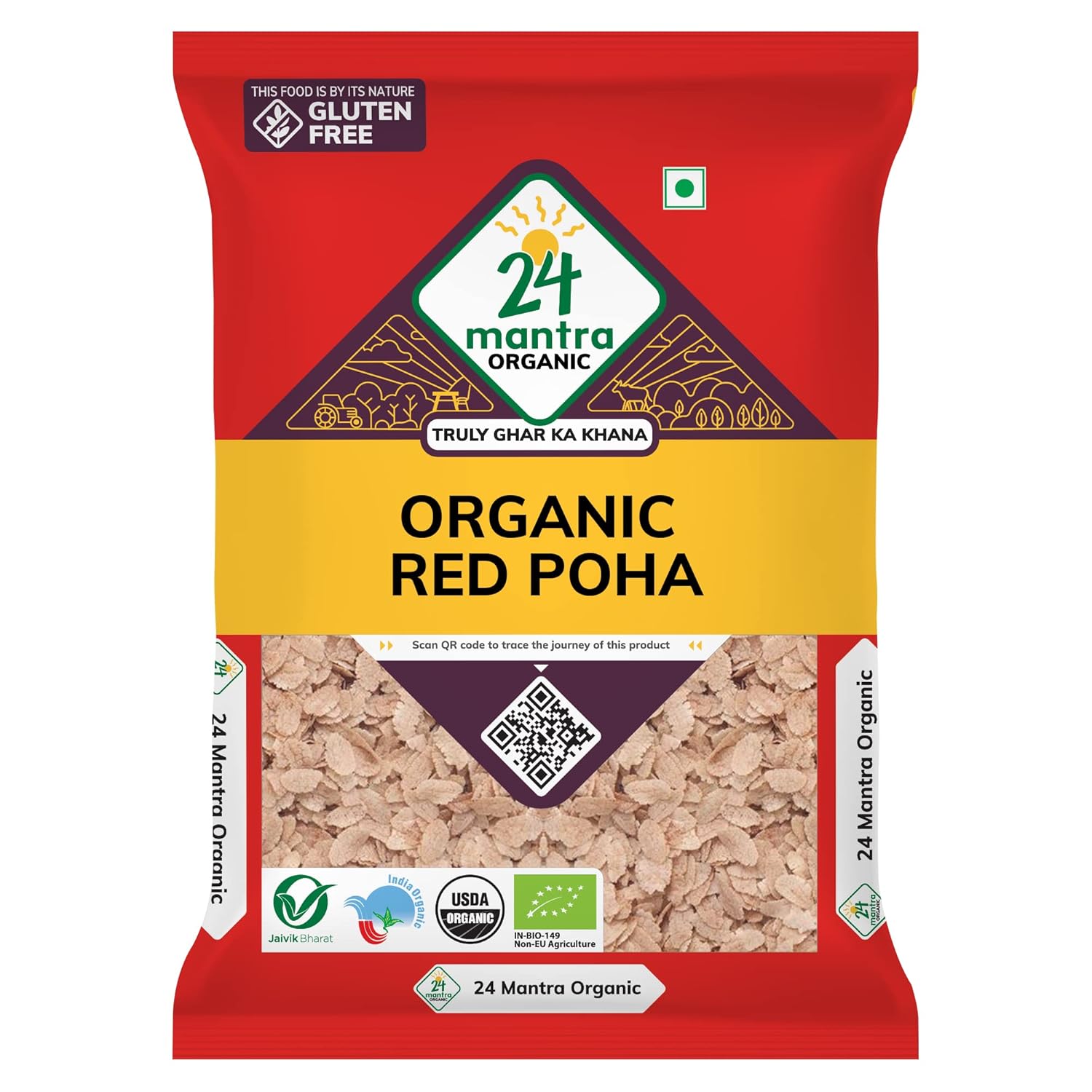 24 Mantra Organic Red Poha/Flattened Red Rice/Erra Atukula - 500gms ...