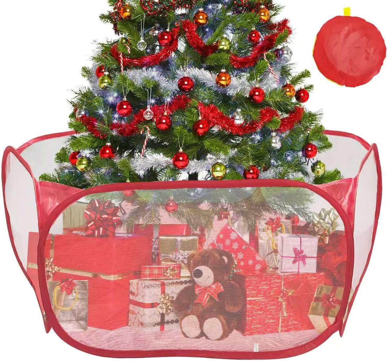 Amazon.com : Christmas Tree Fence Barrier for Small Pets, Pop Up Fence ...