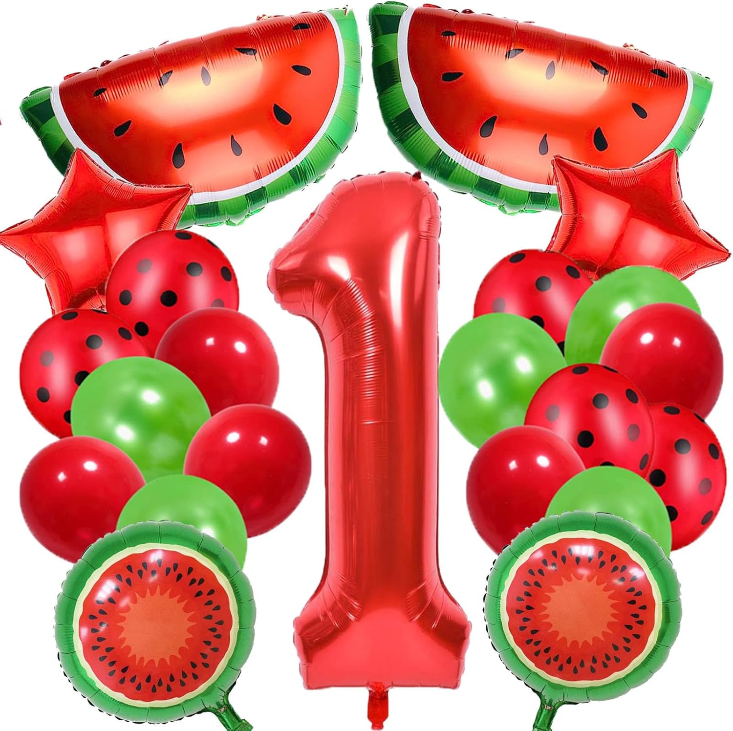 Amazon.com: 22Pcs Watermelon Balloons Watermelon Birthday Number Foil ...
