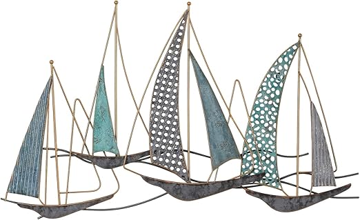 Amazon.com: Edeco 3D Metal Ship Wall Décor, Metal Sailboat Wall ...