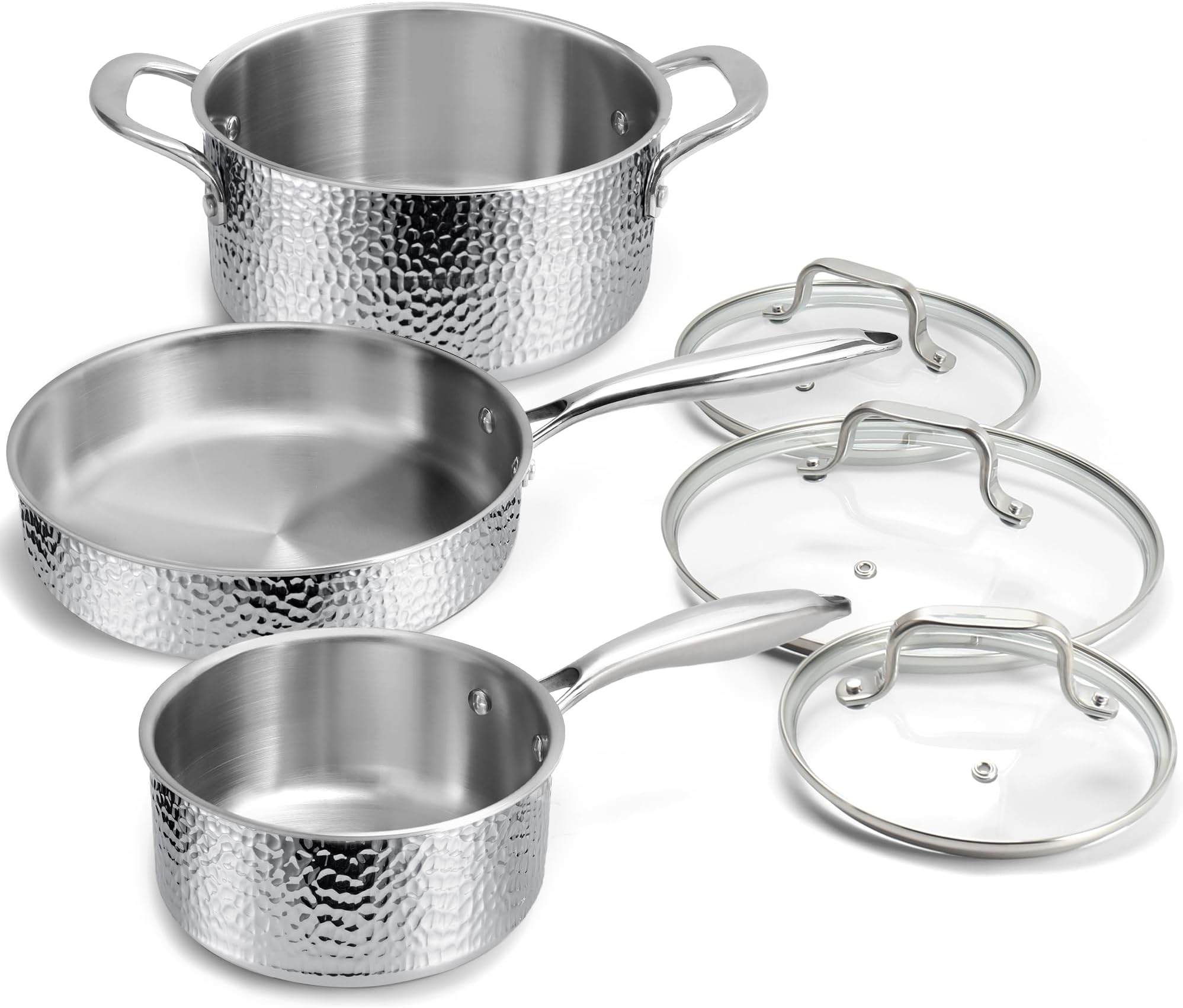 Amazon.com: HexClad Hybrid Nonstick 7-Piece Pan Set, 8, 10, and 12-Inch ...