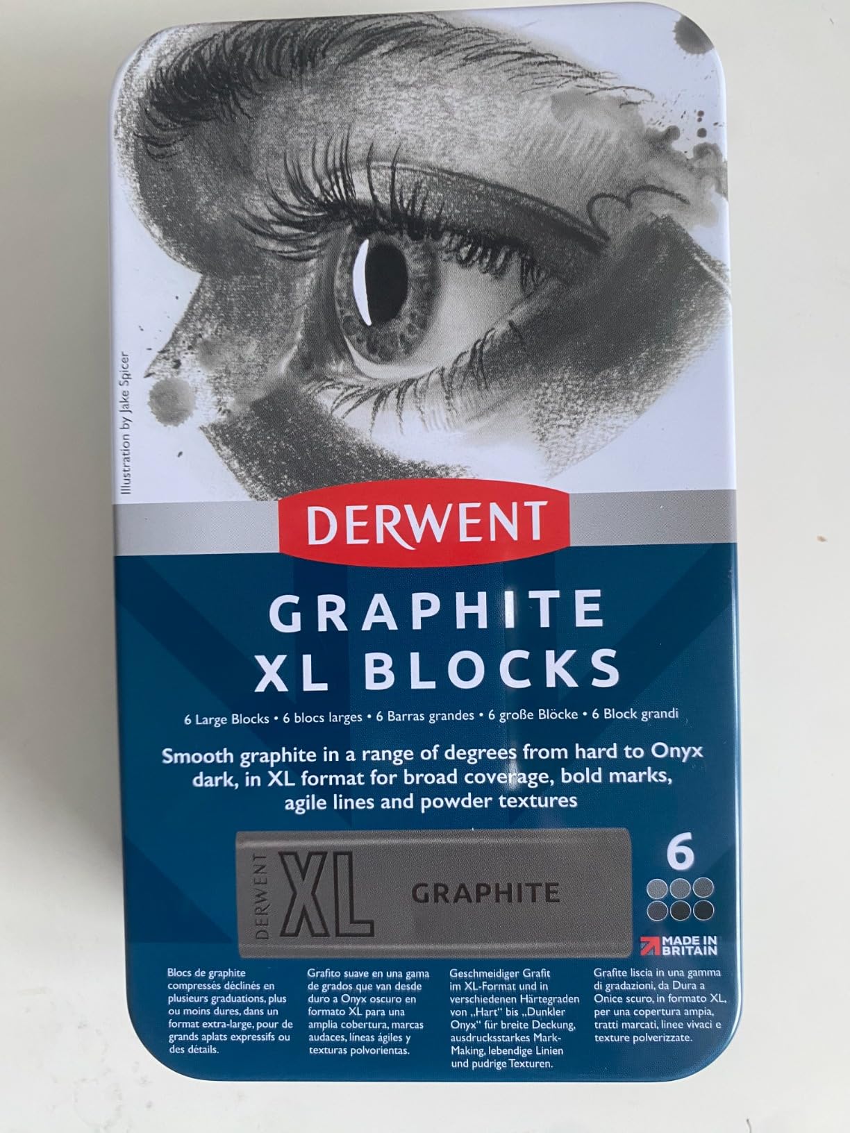 Derwent Graphite XL Blocks 6 Tin, Set of 6, 60mm Extra-Large Block ...