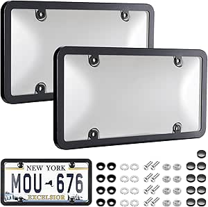 Amazon.com: License Plate Cover & Frames,2PCS Clear Car License Plate Covers and Frames, Rust ...