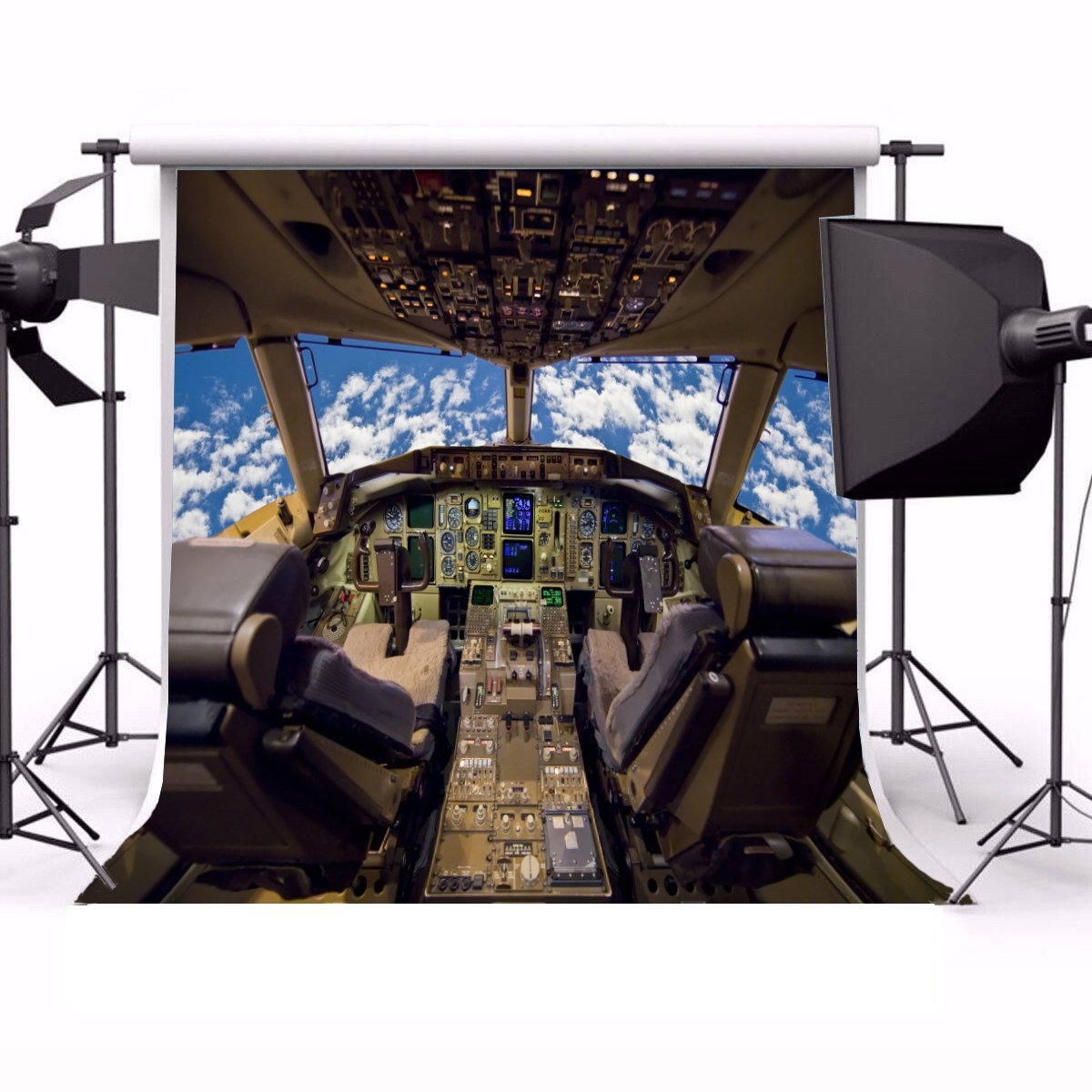 OFILA Aircraft Cockpit Backdrop 5x5ft Pilot Themed Party Photography ...