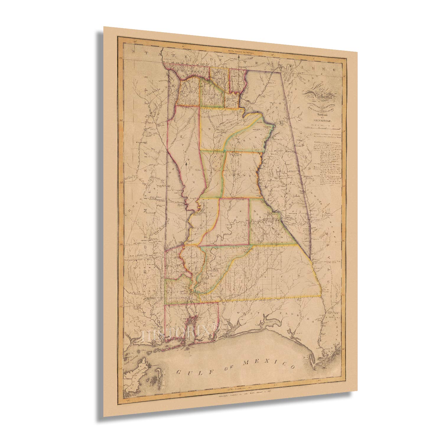 Historix Vintage 1819 Alabama State Map 18x24 Inch Vintage Map ...