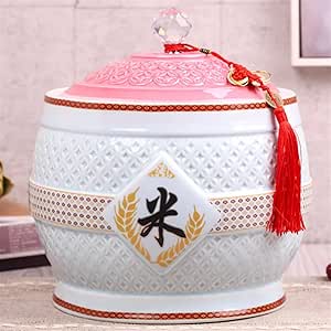 Amazon.com: Rice Canisters for Kitchen Pantry Ceramic Rice Jar Airtight ...