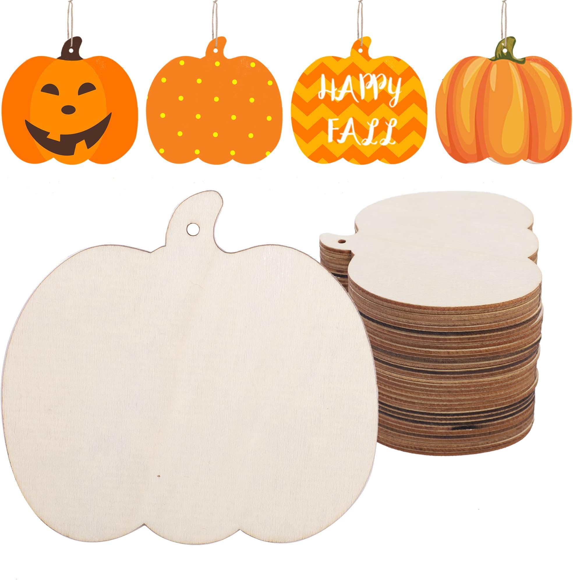 Amazon.com: 24 Pieces Wooden Pumpkin Cutouts 4.3x4 Inches Unfinished ...