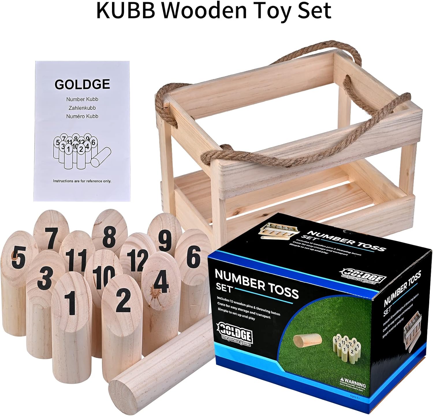 GOLDGE Number Kubb Games, Kubb Garden Games Number Outdoor Games Kubb Yard Game Set Kubb Wooden ...