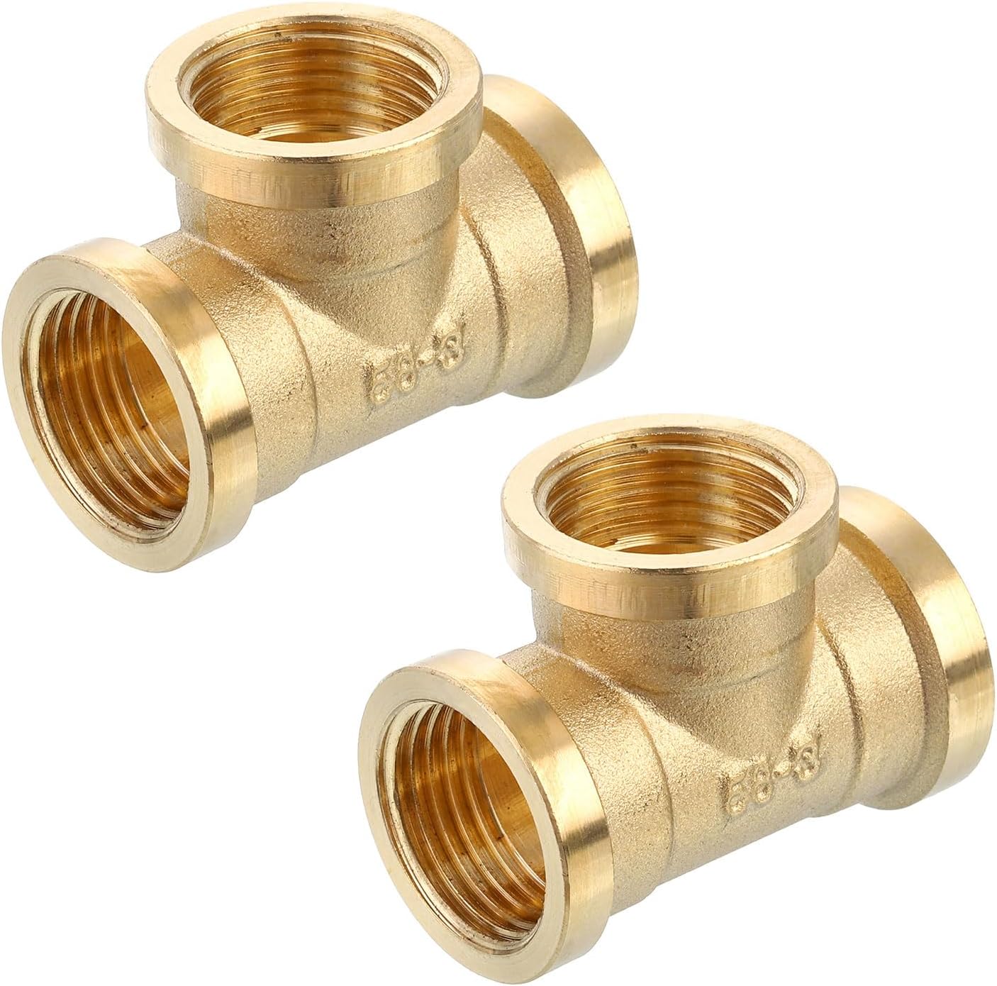 Amazon.com: uxcell Brass Tee Pipe Fitting, G1/2" x G1/2" x G1/2" 3 Way ...