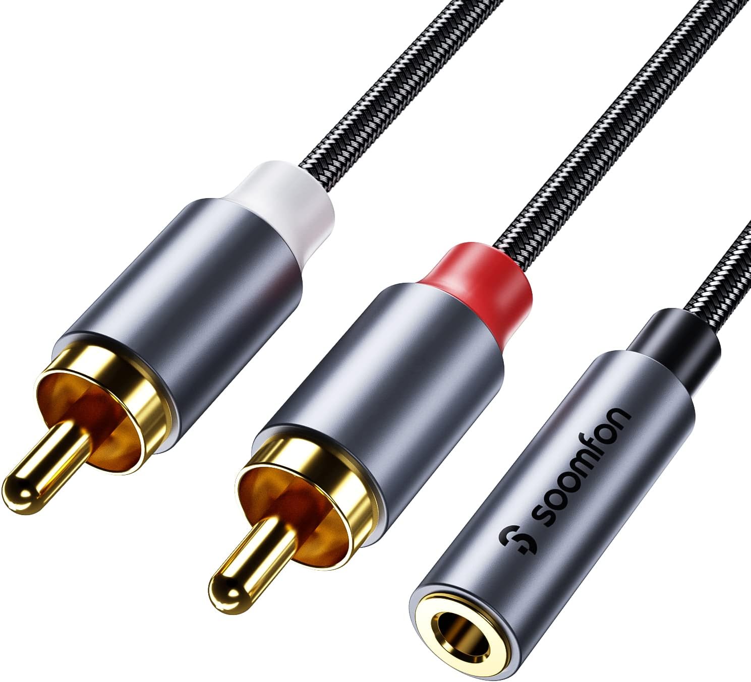Amazon | RCA 3.5mm 変換ケーブル - SOOMFON Aux 3.5mm(メス) to 2RCA(オス) ミニプラグ 変換 オーディオケーブル 赤白 Y型 分岐 高耐久性 ...