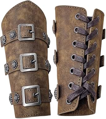 Amazon.com: damdos Halloween Prop 2PCS Faux Leather Arm Guards,Medieval ...