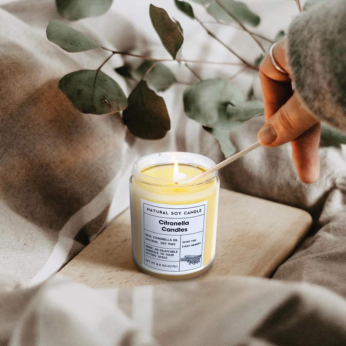 8.0 OZ Citronella Candles for Outdoor/Indoor, 4 Packs Natural Soy Wax ...