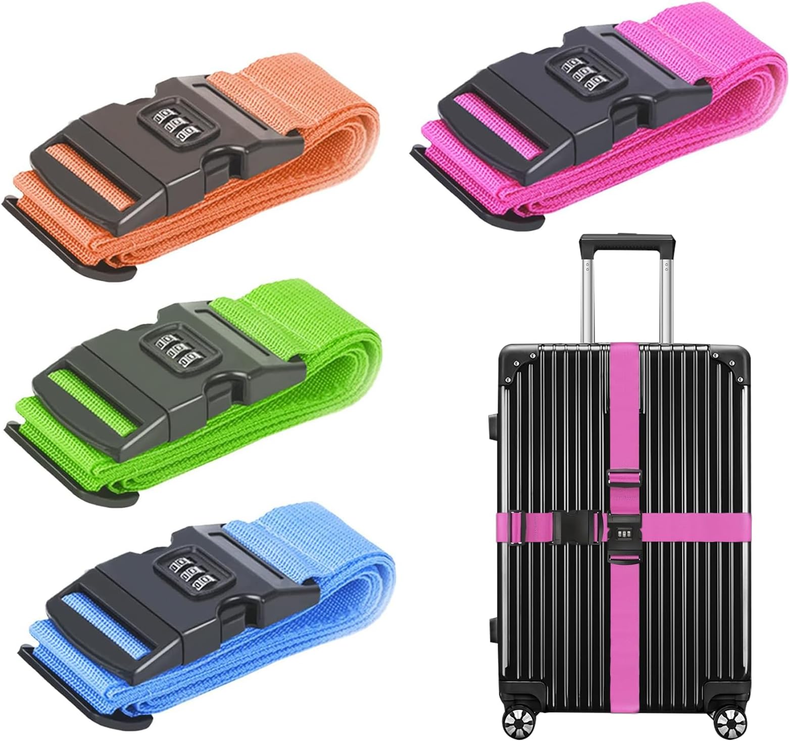 4pcs Luggage Straps with Coded Lock, Adjustable Travel Packing ...