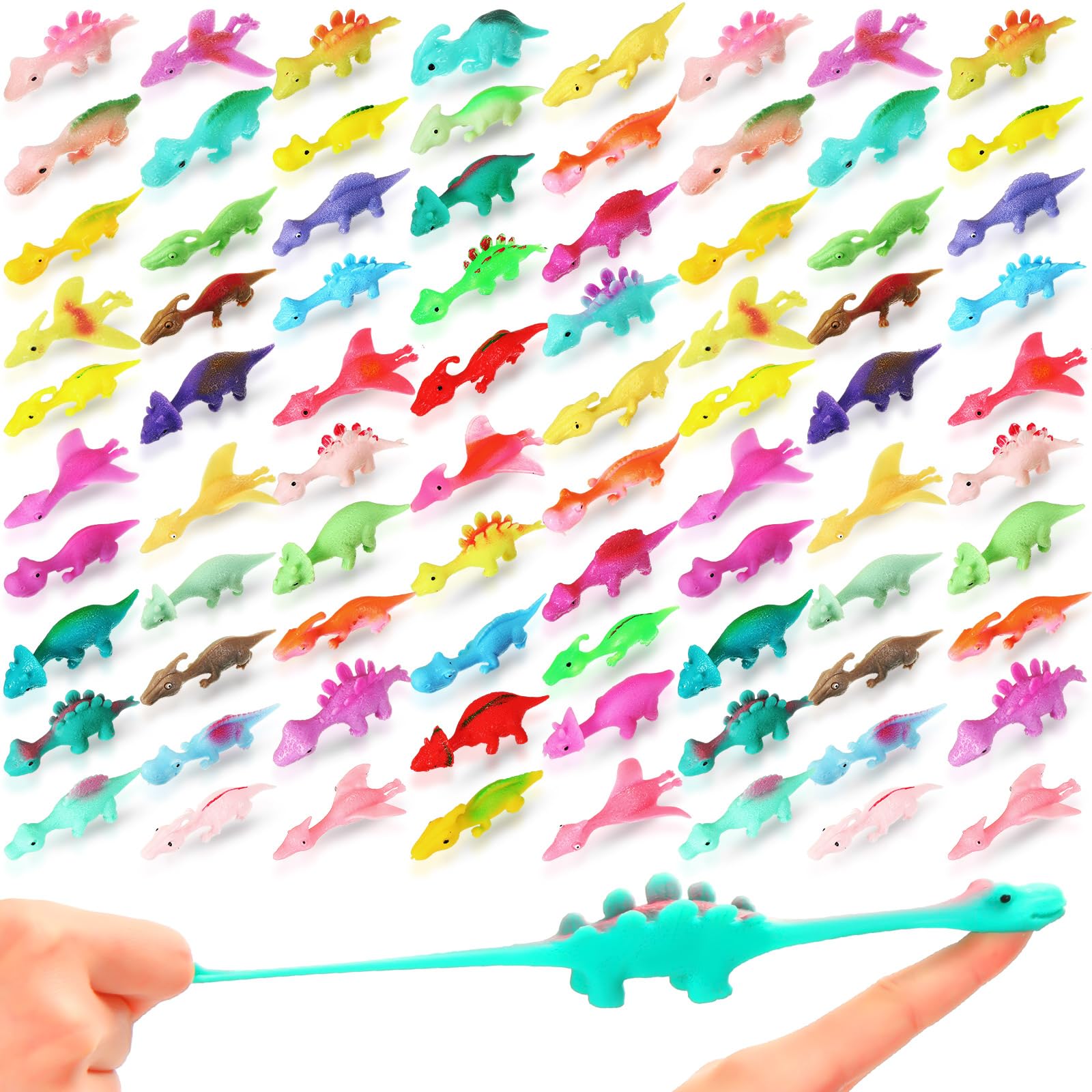 Amazon.com: Silipull 100 Pcs Mini Slingshot Dinosaur Finger Toys Rubber ...