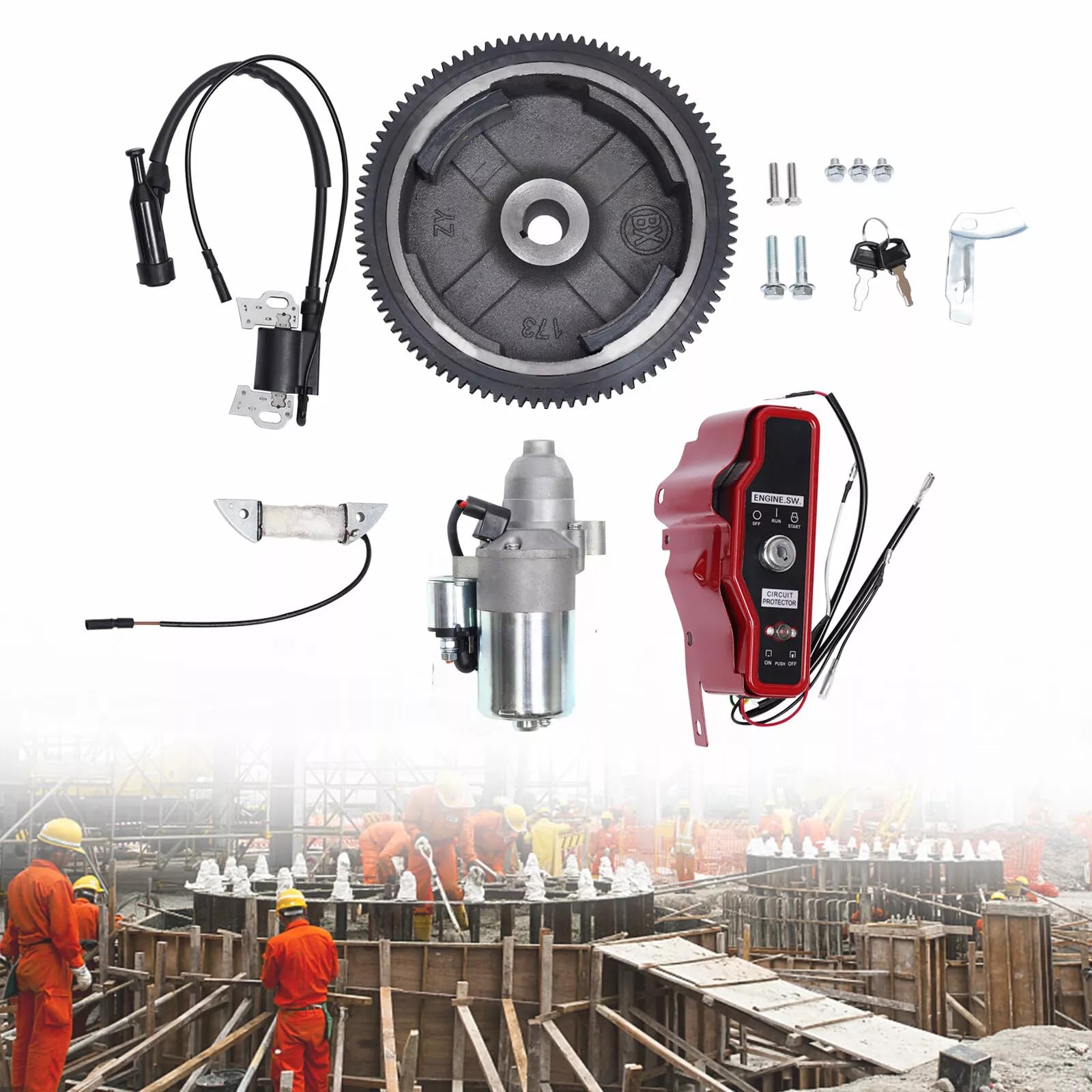 Amazon.com: Kathring Electric Start Conversion Kit, Starter Motor Switch Recoil Ignition Coil ...