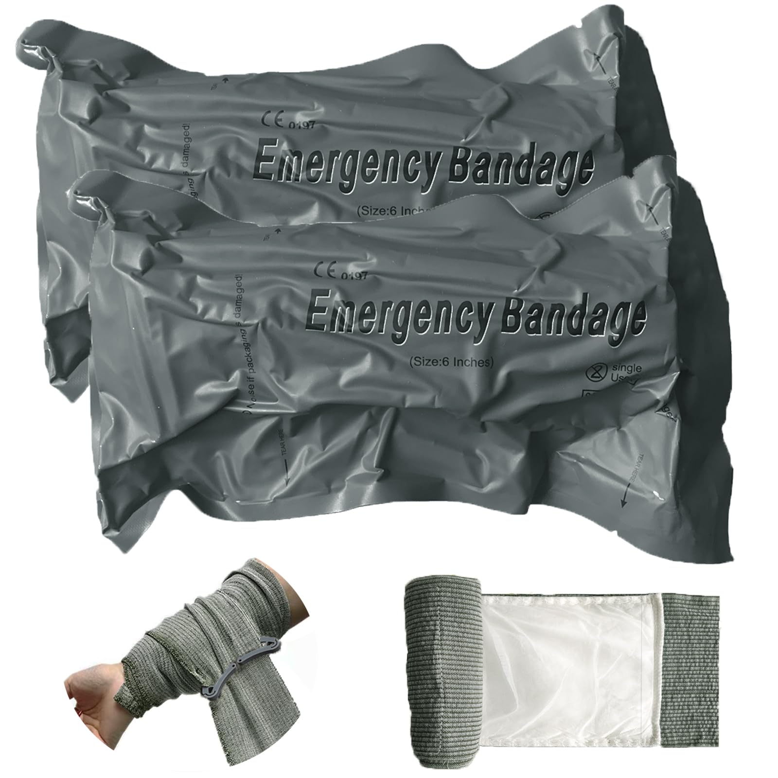 Buy Israeli Emergency Bandage, 6" 2Pack Compression Bandage, Trauma ...