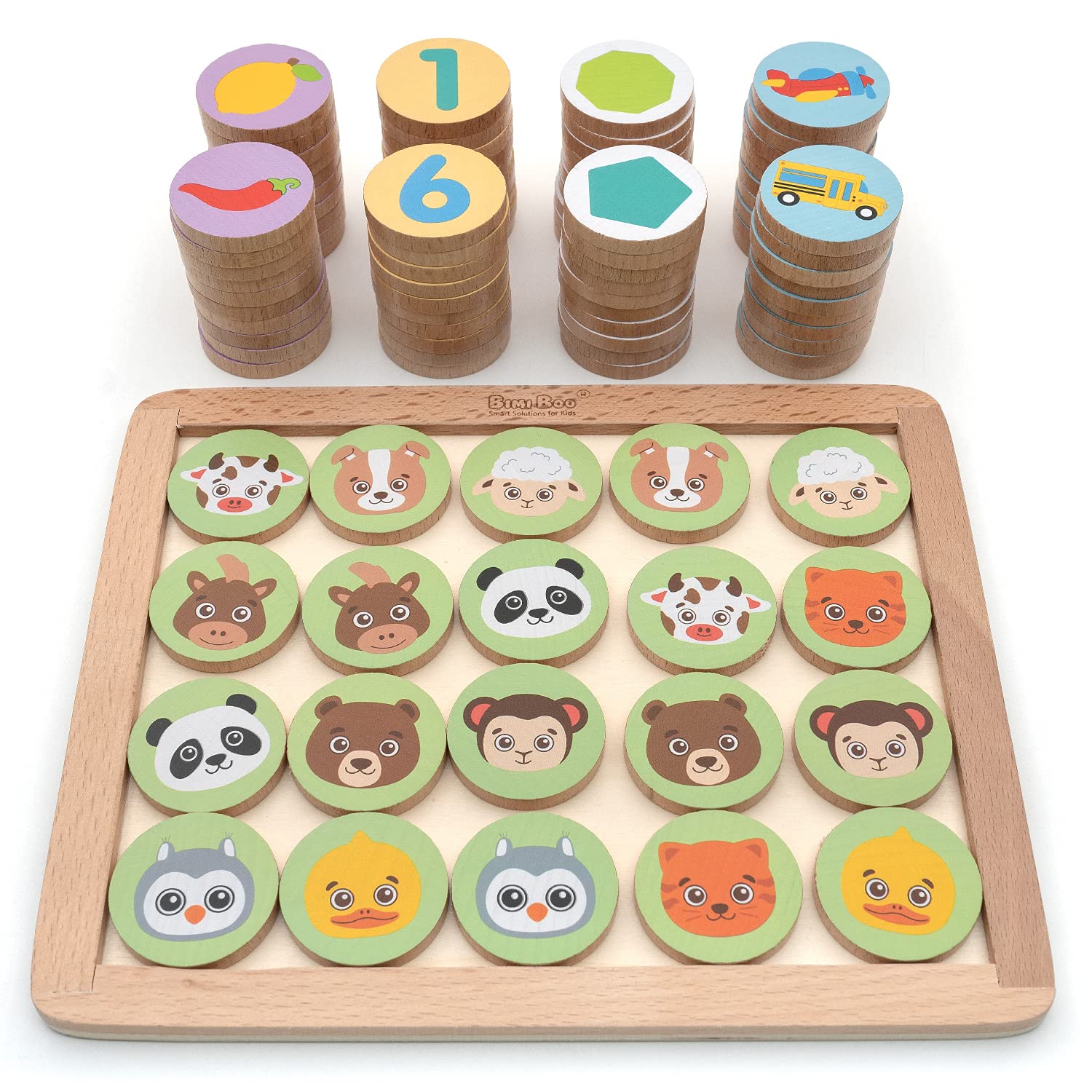 Buy Wooden Matching Game for Toddlers 3-5 - Kids Memory Game with Tiles ...