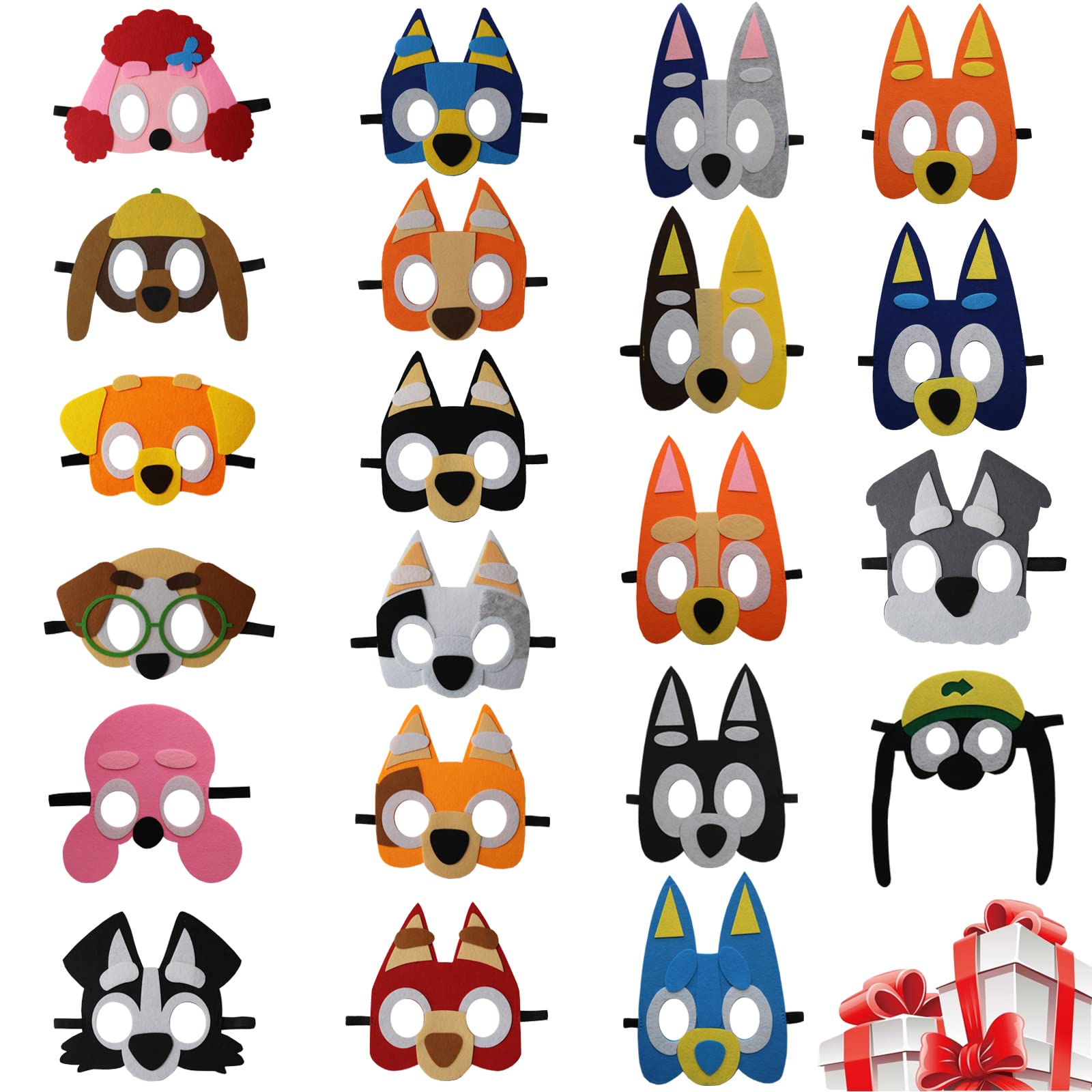 Amazon.com: 21 Packs Blue Puppy Dog Felt Mask for Kids, Puppy Dog ...