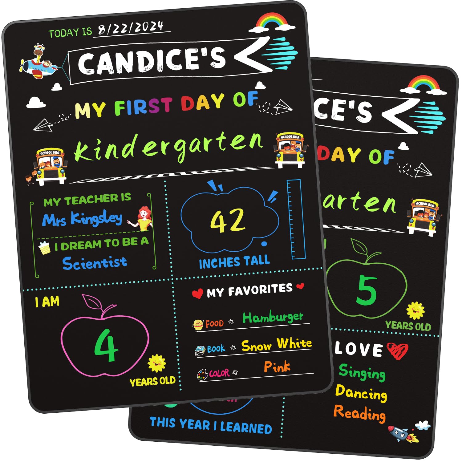 First & Last Day of School Board - 14” X 11” Double-Sided First Day of ...