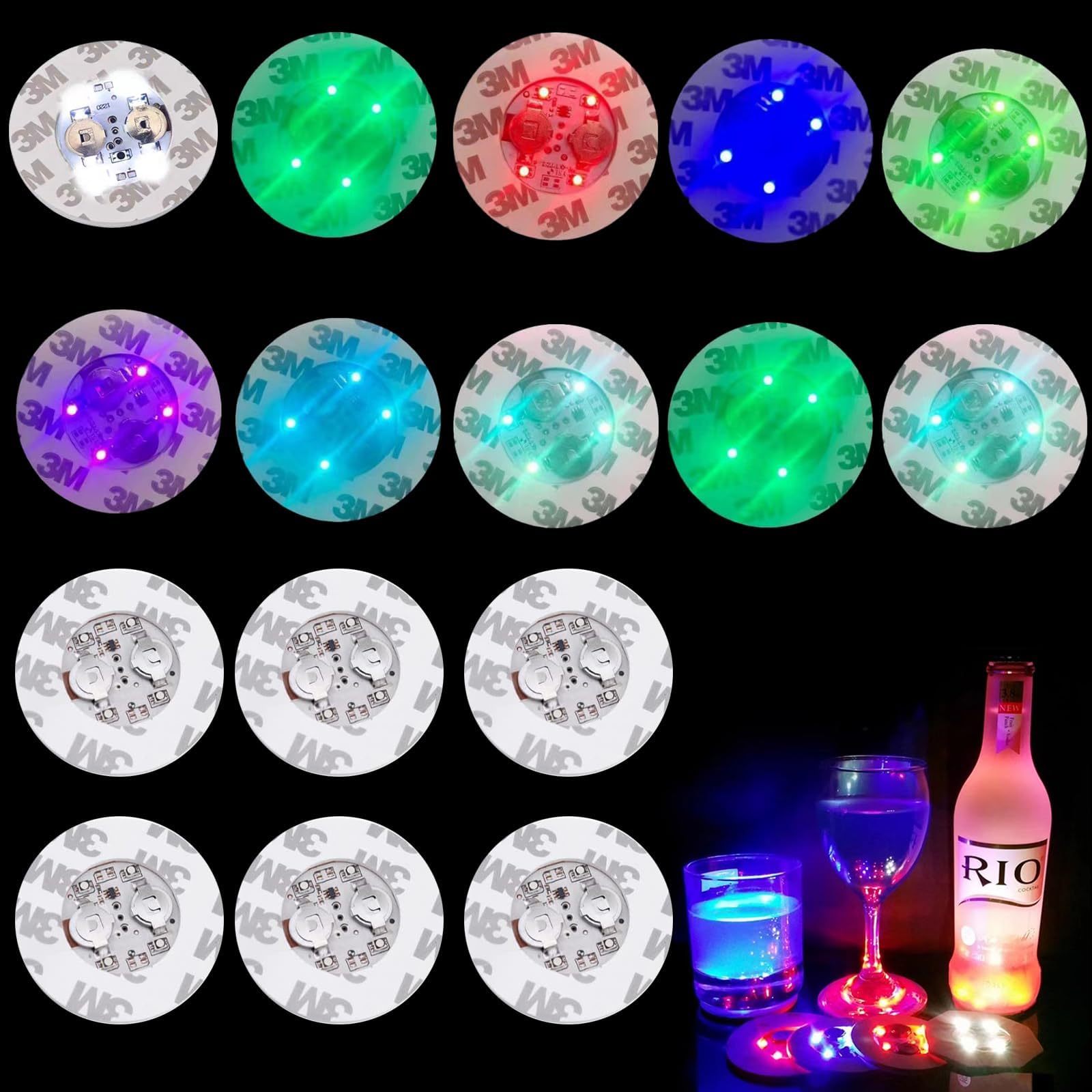 6 STK LED Sticker Stimmungslichter kaltes weißes Licht Selbstklebende ...